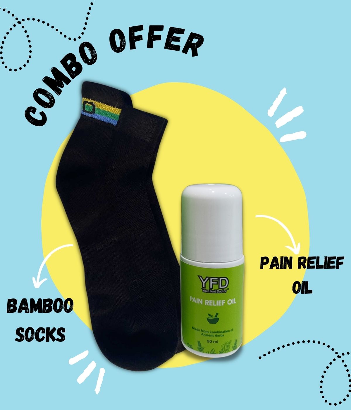 Combo offer Ayurvedic Pain Relief Oil with Bamboo Socks| YFD – Your ...